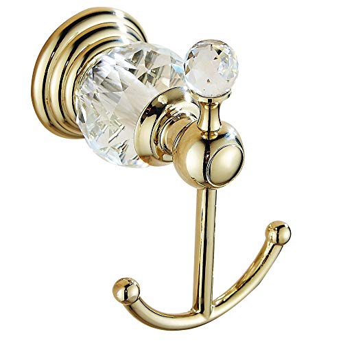 WINCASE Crystal Towel Hook, Gold Robe Hooks, Bathroom Hand Towel Wall Hanger for Clothes Closet Wall Mounted Kitchen