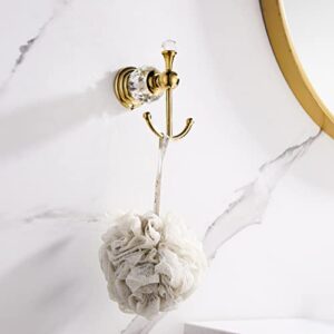 WINCASE Crystal Towel Hook, Gold Robe Hooks, Bathroom Hand Towel Wall Hanger for Clothes Closet Wall Mounted Kitchen