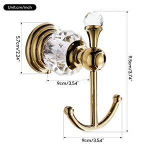 WINCASE Crystal Towel Hook, Gold Robe Hooks, Bathroom Hand Towel Wall Hanger for Clothes Closet Wall Mounted Kitchen