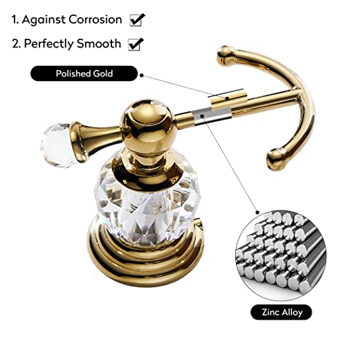 WINCASE Crystal Towel Hook, Gold Robe Hooks, Bathroom Hand Towel Wall Hanger for Clothes Closet Wall Mounted Kitchen