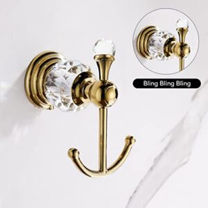 WINCASE Crystal Towel Hook, Gold Robe Hooks, Bathroom Hand Towel Wall Hanger for Clothes Closet Wall Mounted Kitchen