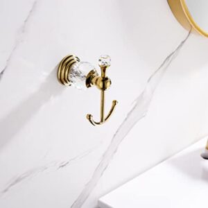 WINCASE Crystal Towel Hook, Gold Robe Hooks, Bathroom Hand Towel Wall Hanger for Clothes Closet Wall Mounted Kitchen