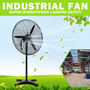 Yonntech 31 inch Standing Pedestal Fans High Velocity Floor Fan Industrial Familiy Fan 3 Speed Settings Adjustable Tilt Metal Stand with 55"-71" Adjust Height