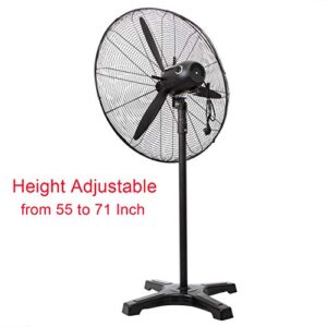 Yonntech 31 inch Standing Pedestal Fans High Velocity Floor Fan Industrial Familiy Fan 3 Speed Settings Adjustable Tilt Metal Stand with 55"-71" Adjust Height