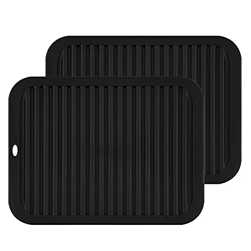 Smithcraft Silicone Trivets for Hot Dishes Pots and Pans, Non Slip Hot Pads for Kitchen, Heat Resistant Mats Countertops, Silicone Pot Holders Trivet Mat, Silicone Mats for Counter&Table Set 2 Black