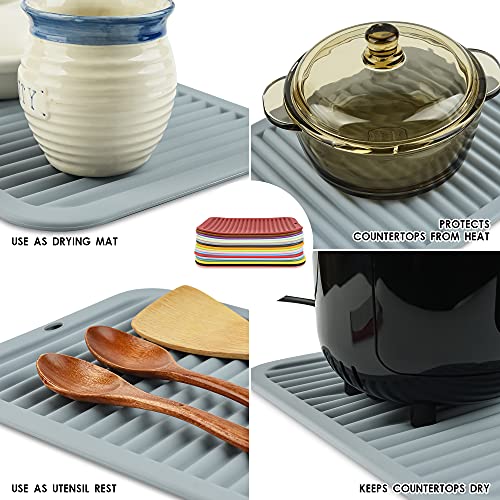 Smithcraft Silicone Trivets for Hot Dishes Pots and Pans, Non Slip Hot Pads for Kitchen, Heat Resistant Mats Countertops, Silicone Pot Holders Trivet Mat, Silicone Mats for Counter&Table Set 2 Black