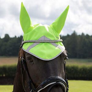 horze reflective ear net - yellow - horse