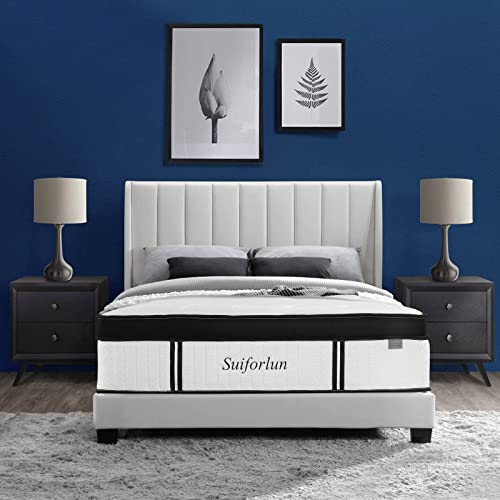 Suiforlun 14 Inch Hybrid Gel Memory Foam and Innerspring Mattress with Bamboo Cover, Euro Top Luxury Mattress with 7 Premium Layers, Pressure Relief, CertiPUR-US Certified, King