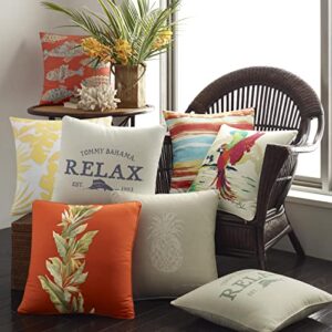 Tommy Bahama Throw Pillow Soft Cotton Bedding, Stylish Tropical Home Decor, 20 in x 20 in, Birds of Paradise Orange