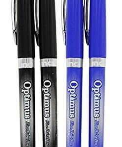 I-N-C Optimus 4 Felt Tip Fine Point Pens 3 Black/3 Blue - No Bleed Ink