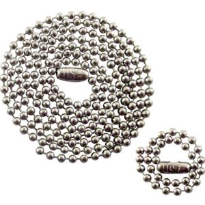 Stainless Steel Military Dog Tag Chain Set - 27 inch and 4.5 inch Ball Chains - 2.4mm #3 Size Chain