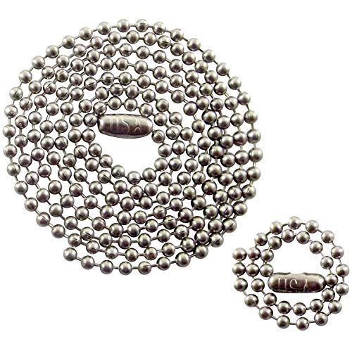 Stainless Steel Military Dog Tag Chain Set - 27 inch and 4.5 inch Ball Chains - 2.4mm #3 Size Chain