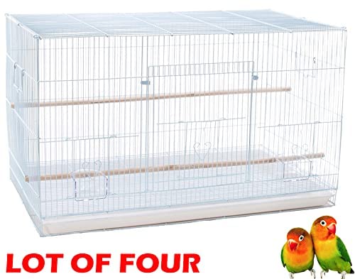 Lot of 4 Large 30" Flight Bird Breeding Cage Canary Aviary Lovebird Budgie Finch Parakeet(White)