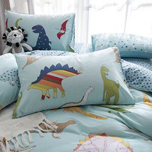 Merryfeel Dinosaur Duvet Cover Set,100% Cotton Dinosaur Print Duvet Cover Set for Kids Bedding - Twin