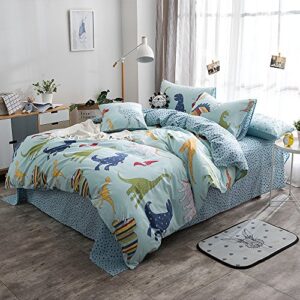 Merryfeel Dinosaur Duvet Cover Set,100% Cotton Dinosaur Print Duvet Cover Set for Kids Bedding - Twin