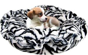 bessie and barnie ultra plush zebra/ midnight frost deluxe luxury shag dog/pet lily pod bed machine washable