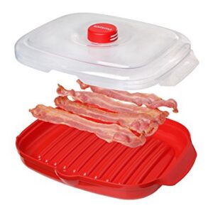 Sistema Microwave Easy Bacon, 28.7 x 21.9 x 7 cm, Red