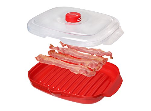 Sistema Microwave Easy Bacon, 28.7 x 21.9 x 7 cm, Red