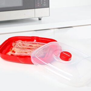 Sistema Microwave Easy Bacon, 28.7 x 21.9 x 7 cm, Red