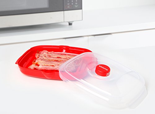 Sistema Microwave Easy Bacon, 28.7 x 21.9 x 7 cm, Red