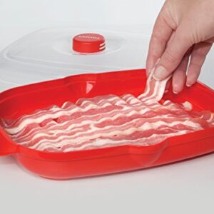 Sistema Microwave Easy Bacon, 28.7 x 21.9 x 7 cm, Red