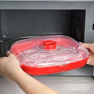 Sistema Microwave Easy Bacon, 28.7 x 21.9 x 7 cm, Red