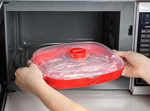 Sistema Microwave Easy Bacon, 28.7 x 21.9 x 7 cm, Red