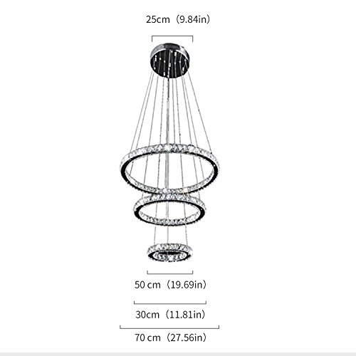 SEFINN FOUR 16288 (11.8" + 19.7" + 27.6") LED Ceiling Fixtures Flush Mount Pendant Lights Crystal Chandeliers 3 Rings