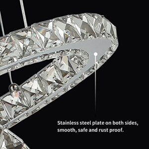 SEFINN FOUR 16288 (11.8" + 19.7" + 27.6") LED Ceiling Fixtures Flush Mount Pendant Lights Crystal Chandeliers 3 Rings