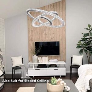 SEFINN FOUR 16288 (11.8" + 19.7" + 27.6") LED Ceiling Fixtures Flush Mount Pendant Lights Crystal Chandeliers 3 Rings