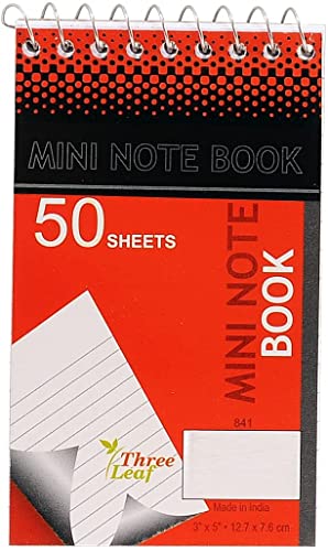 Personal Mini Notebooks, 3x5-Inch, College Ruled, White, 50 Pages per, Pack of 4 Colors: Black, Blue, Green, Red from Northland Wholesale. (2-Pack, 8 Mini-Notebooks)