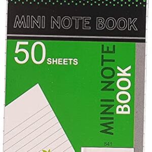 Personal Mini Notebooks, 3x5-Inch, College Ruled, White, 50 Pages per, Pack of 4 Colors: Black, Blue, Green, Red from Northland Wholesale. (2-Pack, 8 Mini-Notebooks)