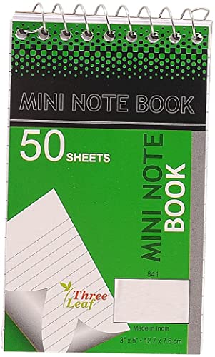 Personal Mini Notebooks, 3x5-Inch, College Ruled, White, 50 Pages per, Pack of 4 Colors: Black, Blue, Green, Red from Northland Wholesale. (2-Pack, 8 Mini-Notebooks)