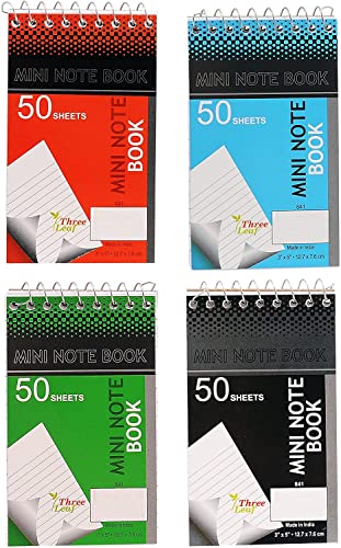 Personal Mini Notebooks, 3x5-Inch, College Ruled, White, 50 Pages per, Pack of 4 Colors: Black, Blue, Green, Red from Northland Wholesale. (2-Pack, 8 Mini-Notebooks)