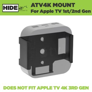 HIDEit Mounts ATV4K Mount for Apple TV 4K, American Company - Steel Wall Mount for Apple TV 4K - Compatible with Apple TV HD, Apple TV 4K 1st and 2nd Gen, Not Compatible with 2022 Apple TV 4K 3rd Gen