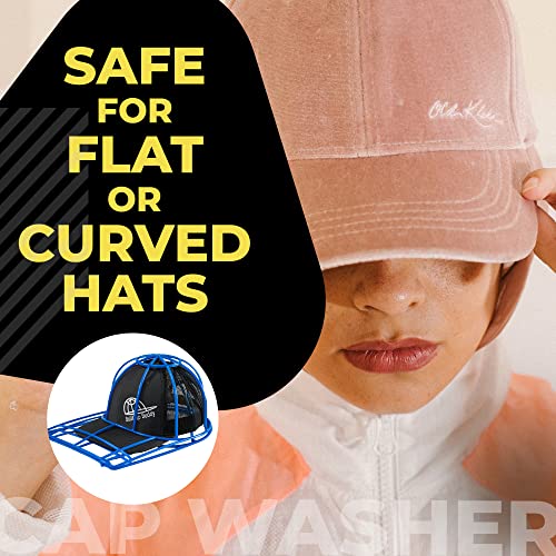 Ballcap Buddy - Original and Patented Hat Cleaner, Hat Washer for Washing Machine or Dishwasher, Cap Washer Frame for Flat & Curved Hats, Blue, Made in USA