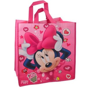 disney minnie mouse large reusable non-woven tote bag, pink