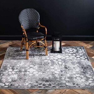 unique loom sofia collection area rug - larvotto (6' 1" square, dark gray/ ivory)