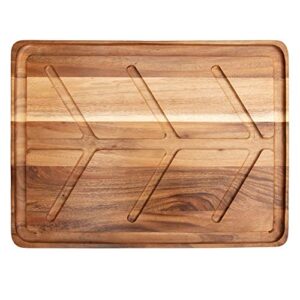 villa acacia wood carving board for meat, extra large 24 x 18 inch cutting board