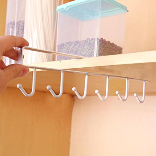 Staron Hanging Hook Rack, Kitchen Storage Rack Cupboard Hanger Chest Space Saver Organizer Hook Rack Holder (White)