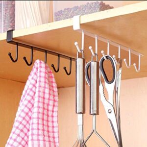 Staron Hanging Hook Rack, Kitchen Storage Rack Cupboard Hanger Chest Space Saver Organizer Hook Rack Holder (White)