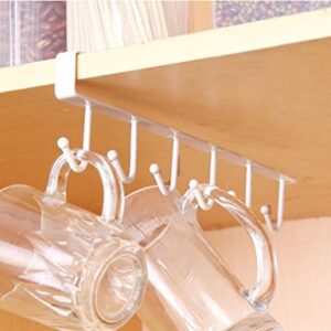 Staron Hanging Hook Rack, Kitchen Storage Rack Cupboard Hanger Chest Space Saver Organizer Hook Rack Holder (White)