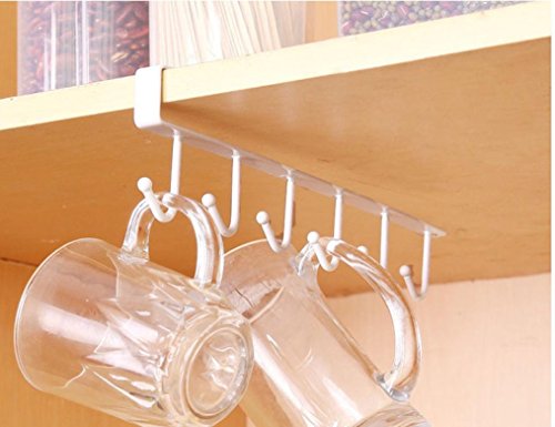 Staron Hanging Hook Rack, Kitchen Storage Rack Cupboard Hanger Chest Space Saver Organizer Hook Rack Holder (White)