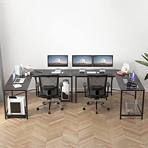 L Shaped Gaming Desk, L Desk Computer Corner Desk, soges 59 x 59 inches Large L Shaped Desk for Home Office, Sturdy Writing Desk Writing Workstation Gaming Table