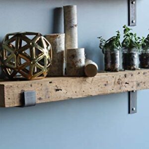 Urban Legacy Reclaimed Wood Shelves | Floating Or with Brackets | Amish Handcrafted in Lancaster County, PA | Set of Two - Genuine, Salvaged (Bracketed Natural, 40" x 7" x 2.5")