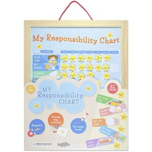 Imagination Generation My Responsibility Chart, Magnetic Dry Erase Wooden Chore Chart with Storage Bag, 24 Goals and 56 Reward Stars