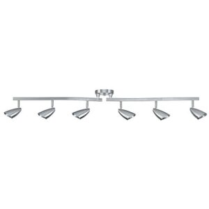 globe electric 59062 grayson 6 light 52-9/25" wide s-shape track lighting kit wi, brushed steel