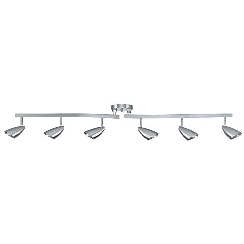 Globe Electric 59062 Grayson 6 Light 52-9/25" Wide S-Shape Track Lighting Kit wi, Brushed Steel