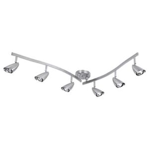 Globe Electric 59062 Grayson 6 Light 52-9/25" Wide S-Shape Track Lighting Kit wi, Brushed Steel