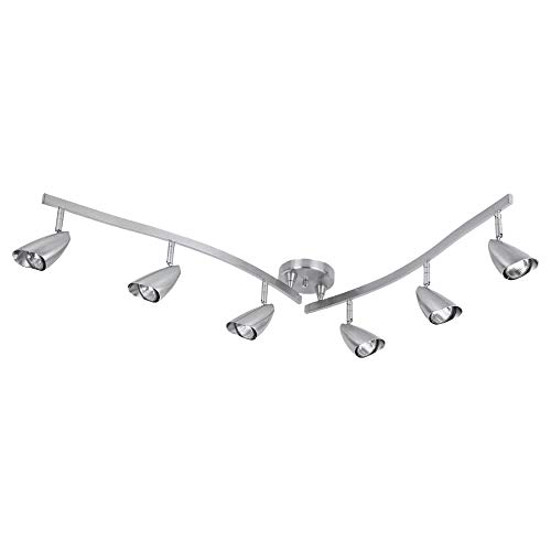 Globe Electric 59062 Grayson 6 Light 52-9/25" Wide S-Shape Track Lighting Kit wi, Brushed Steel